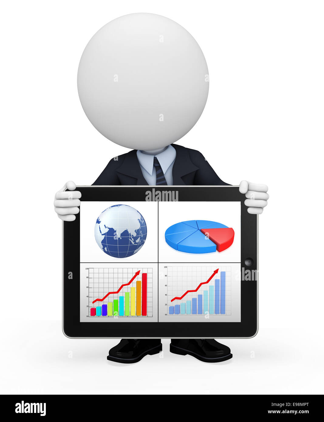 White character as a business man with business graph Stock Photo - Alamy