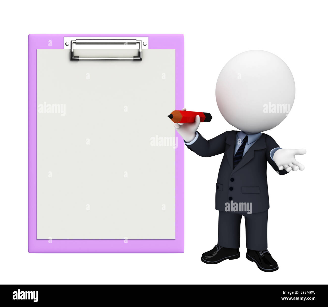 White character as a business man with notepad Stock Photo - Alamy
