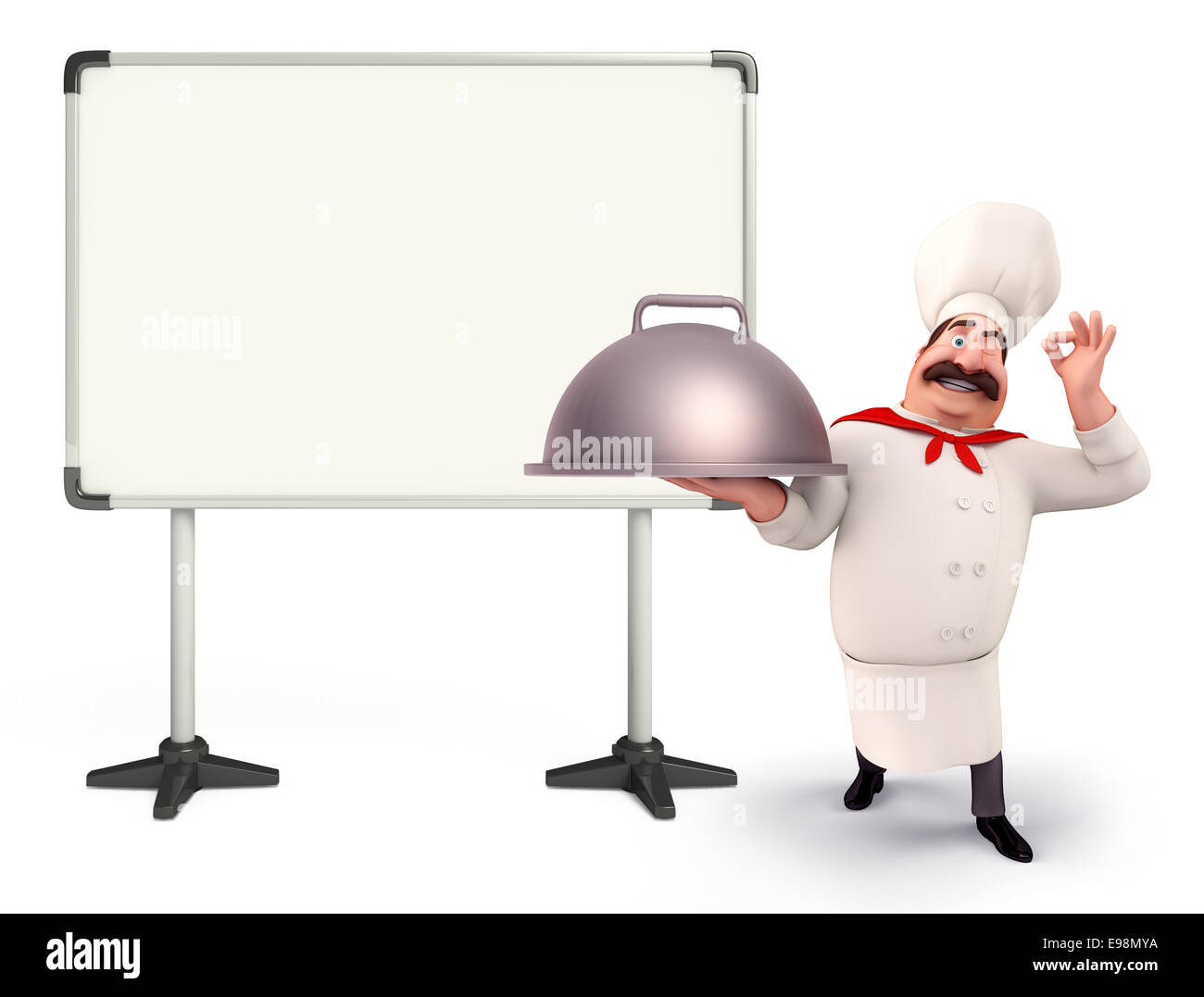 Illustration of young chef with display board Stock Photo - Alamy