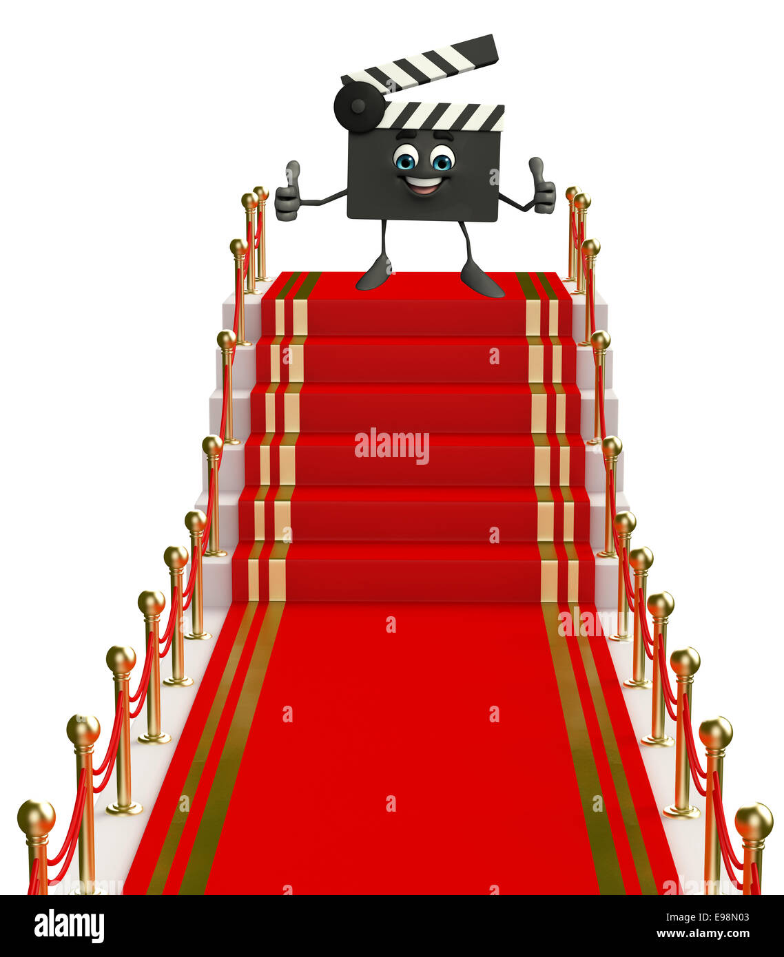 Cartoon Character of Clapper Board on the red carpet Stock Photo - Alamy