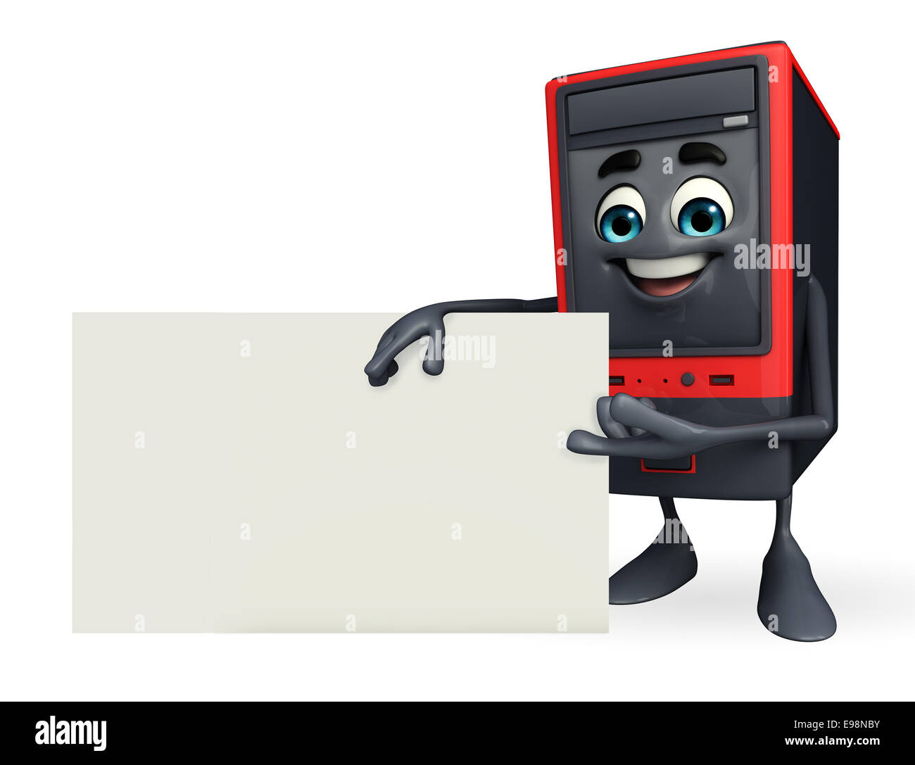 Cartoon Character of Computer Cabinet with sign Stock Photo - Alamy