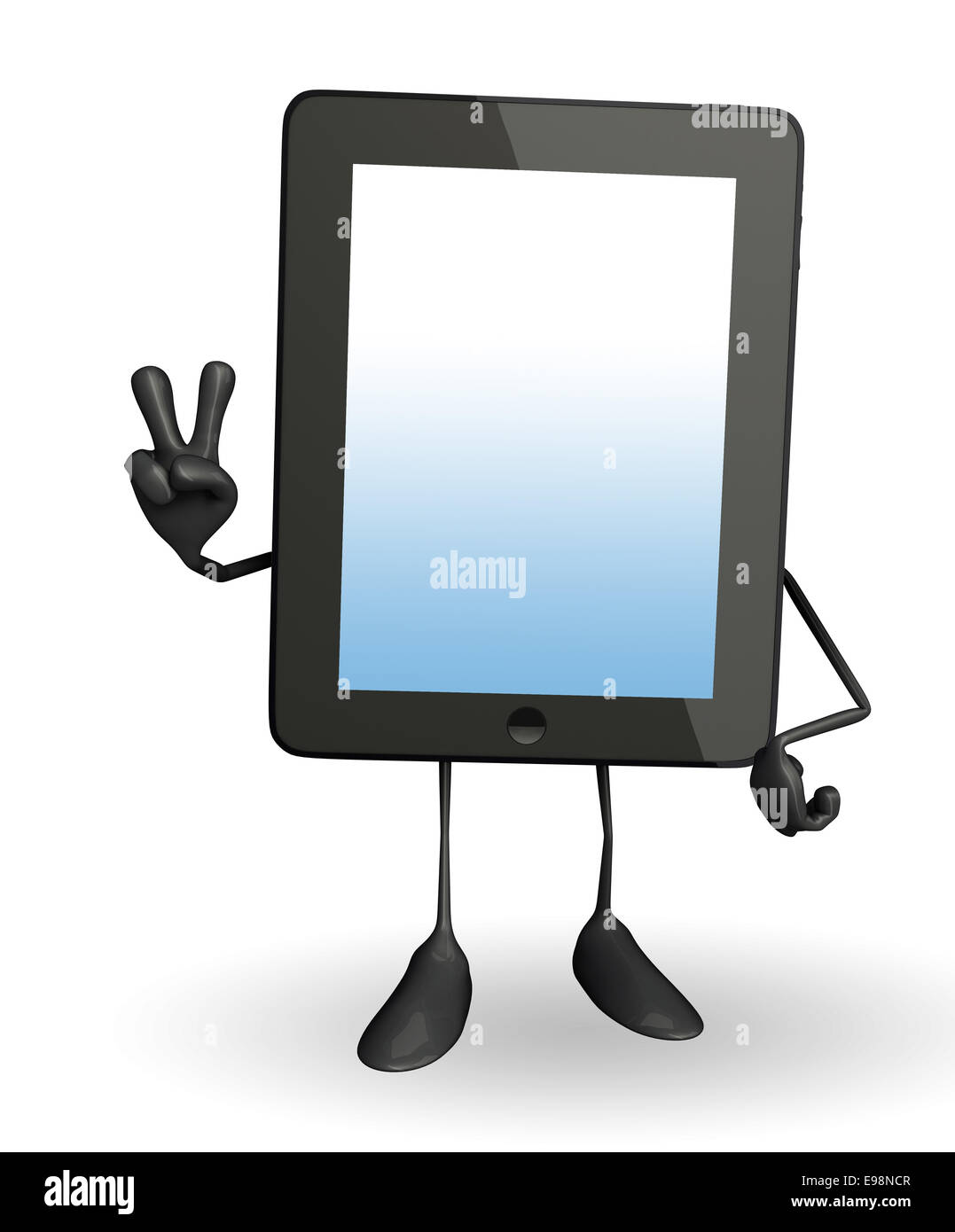 Cartoon character of tab with victory sign Stock Photo - Alamy