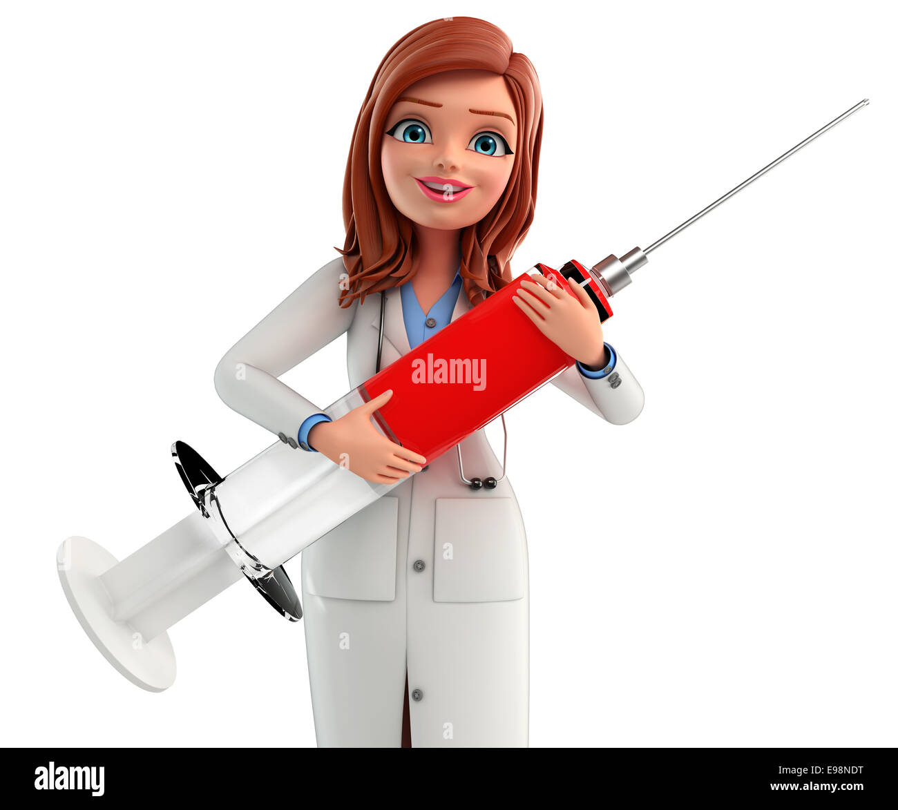 Illustration of Young Doctor with injection Stock Photo - Alamy