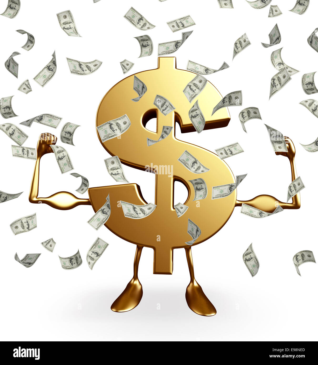 Cartoon Character of dollar with dollars Stock Photo - Alamy