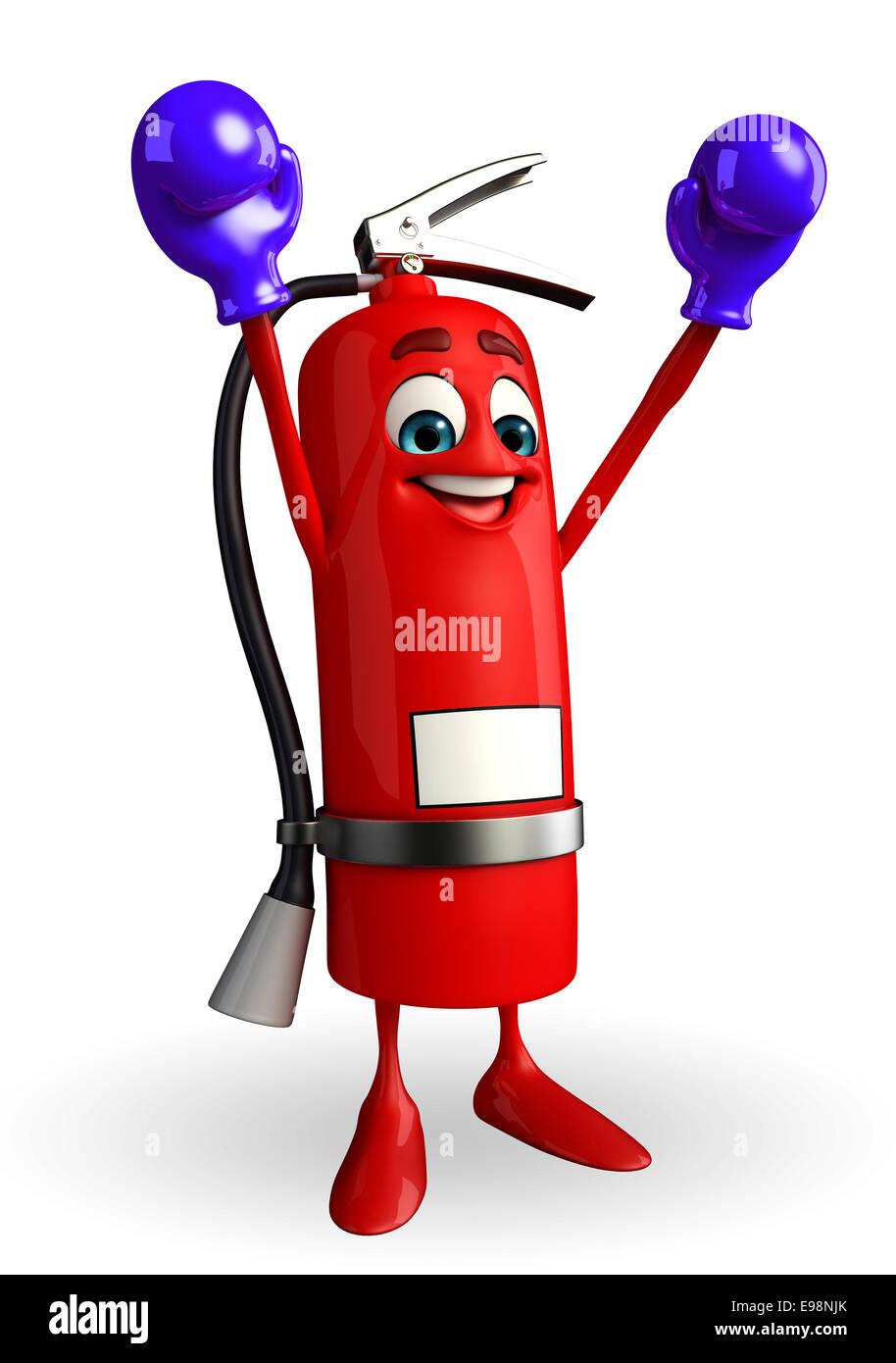 Cartoon Character of fire extinguisher with Boxing Gloves Stock Photo ...