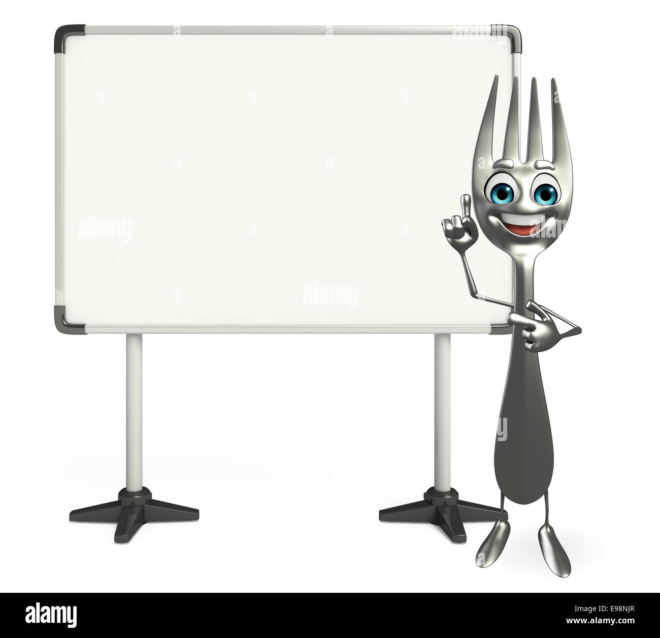 Cartoon character of fork with display board Stock Photo - Alamy