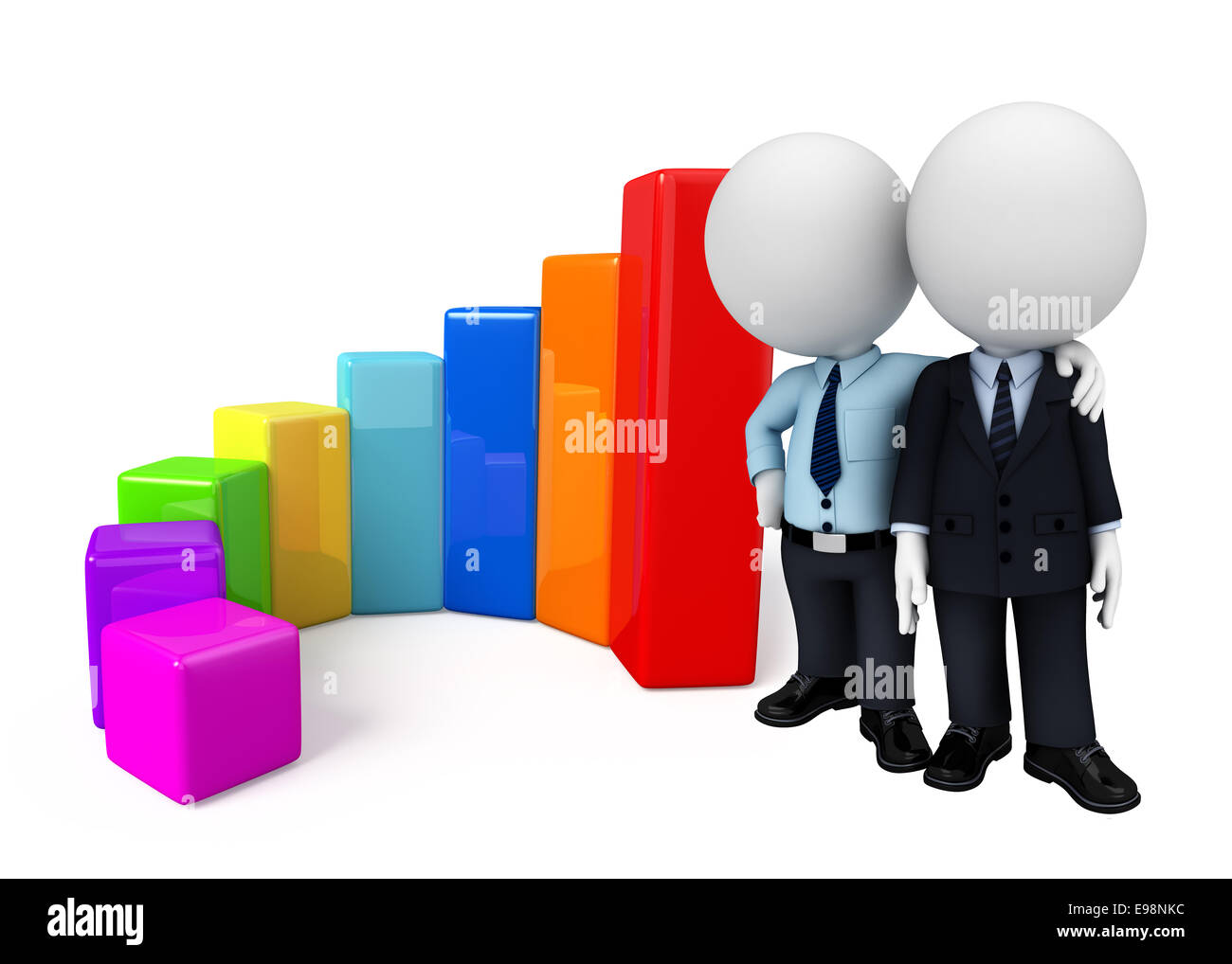 Illustration of business team with business graph Stock Photo - Alamy