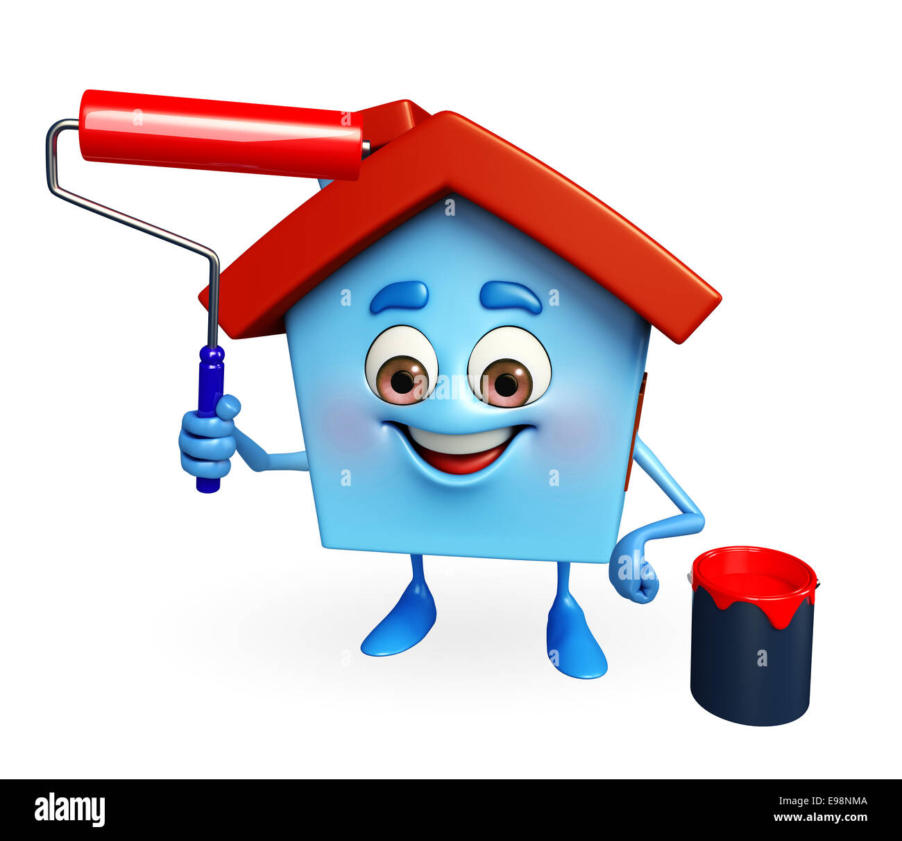 Cartoon Charcter of house is painting Stock Photo - Alamy