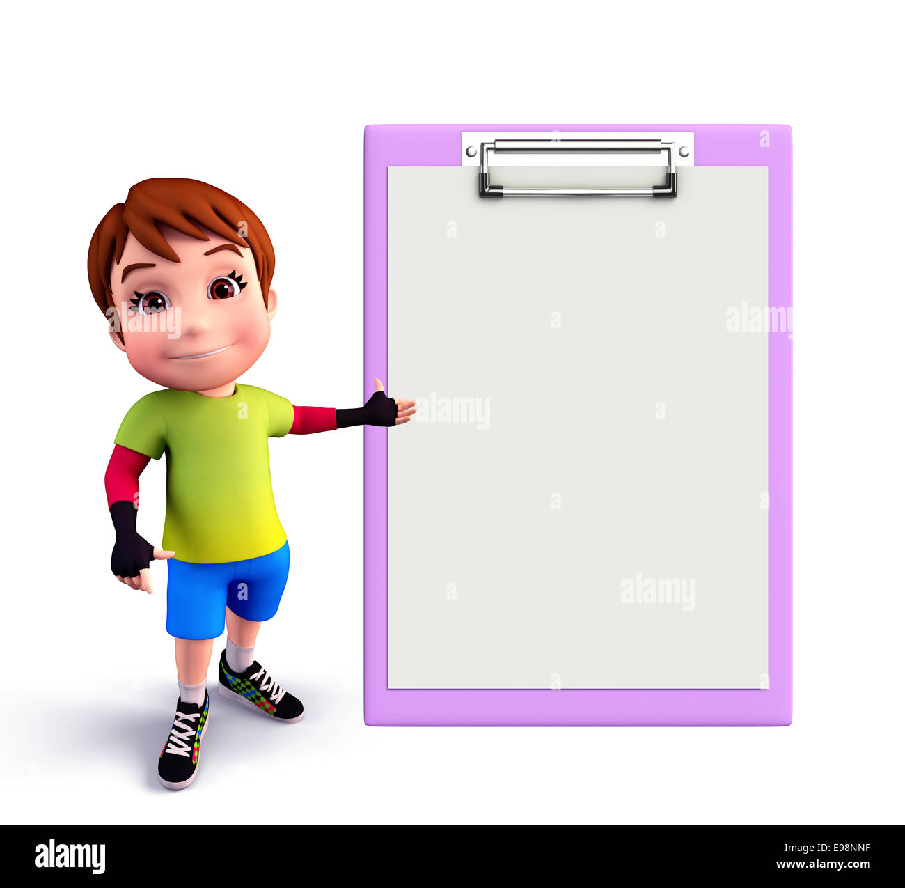Illustration of cute boy with notepad Stock Photo - Alamy