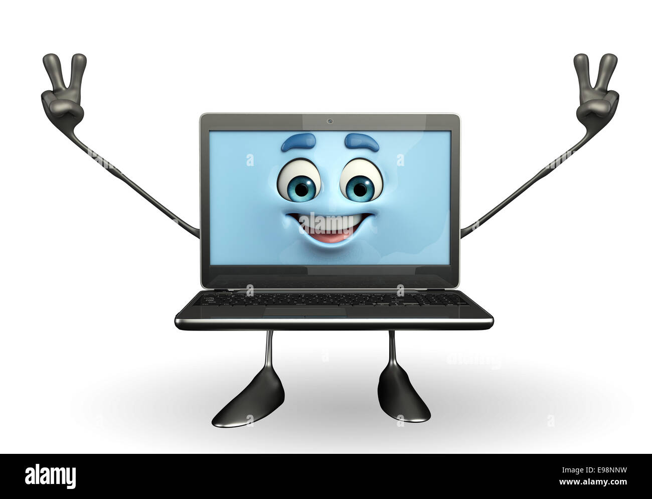 Cartoon character laptop victory hi-res stock photography and images ...