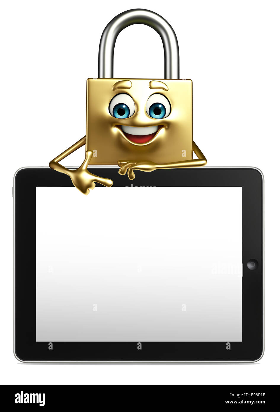 Cartoon Character of lock with tab Stock Photo - Alamy