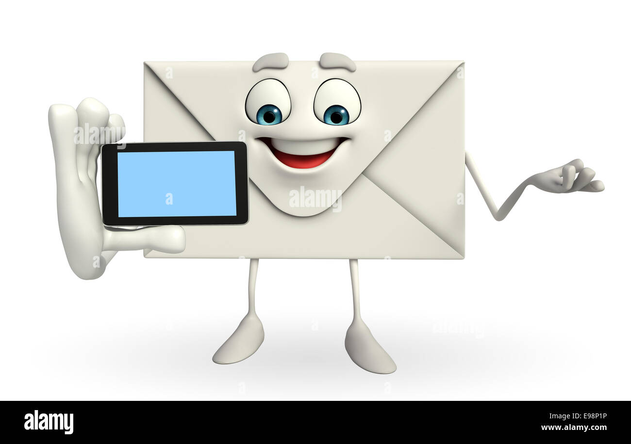 Cartoon Character of mail with mobile Stock Photo - Alamy