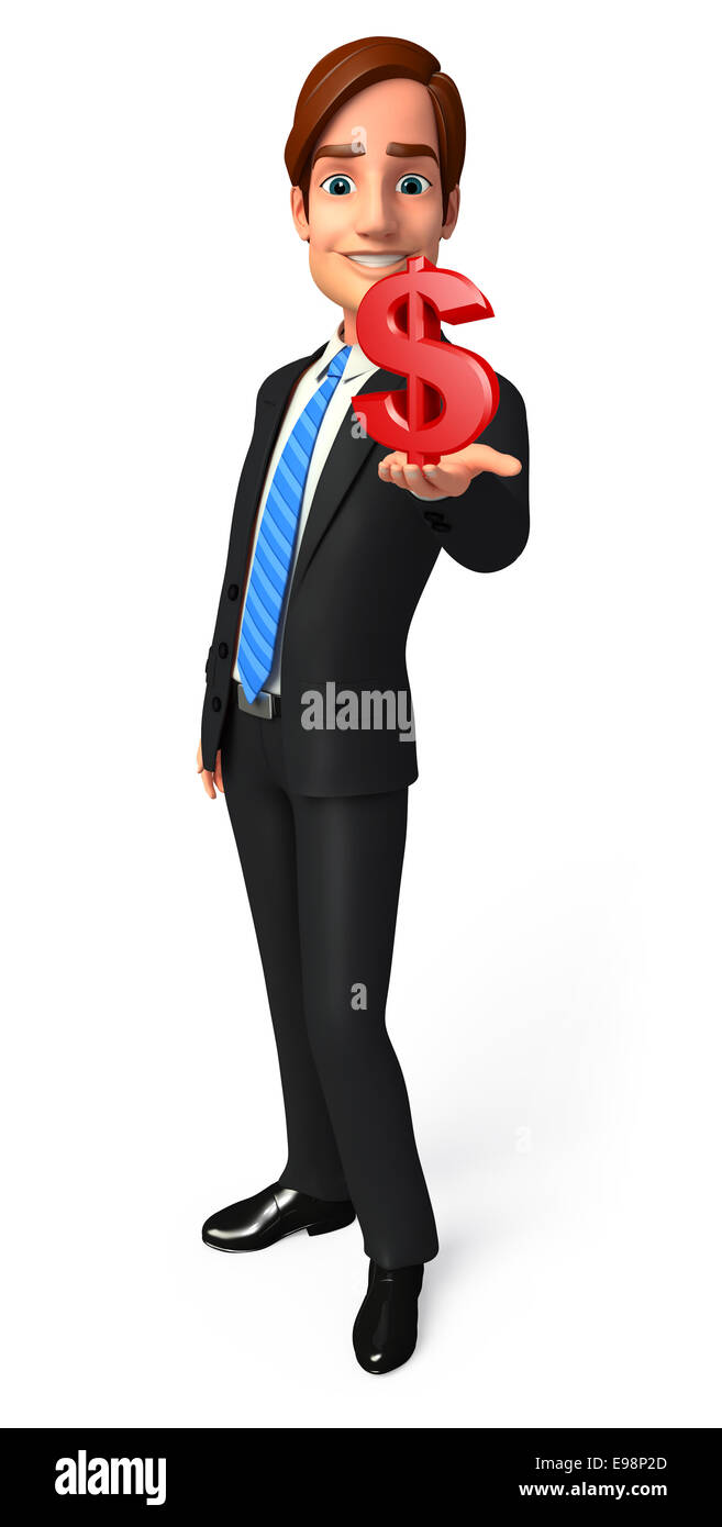 Illustration of Young Business Man with dollar sign Stock Photo - Alamy