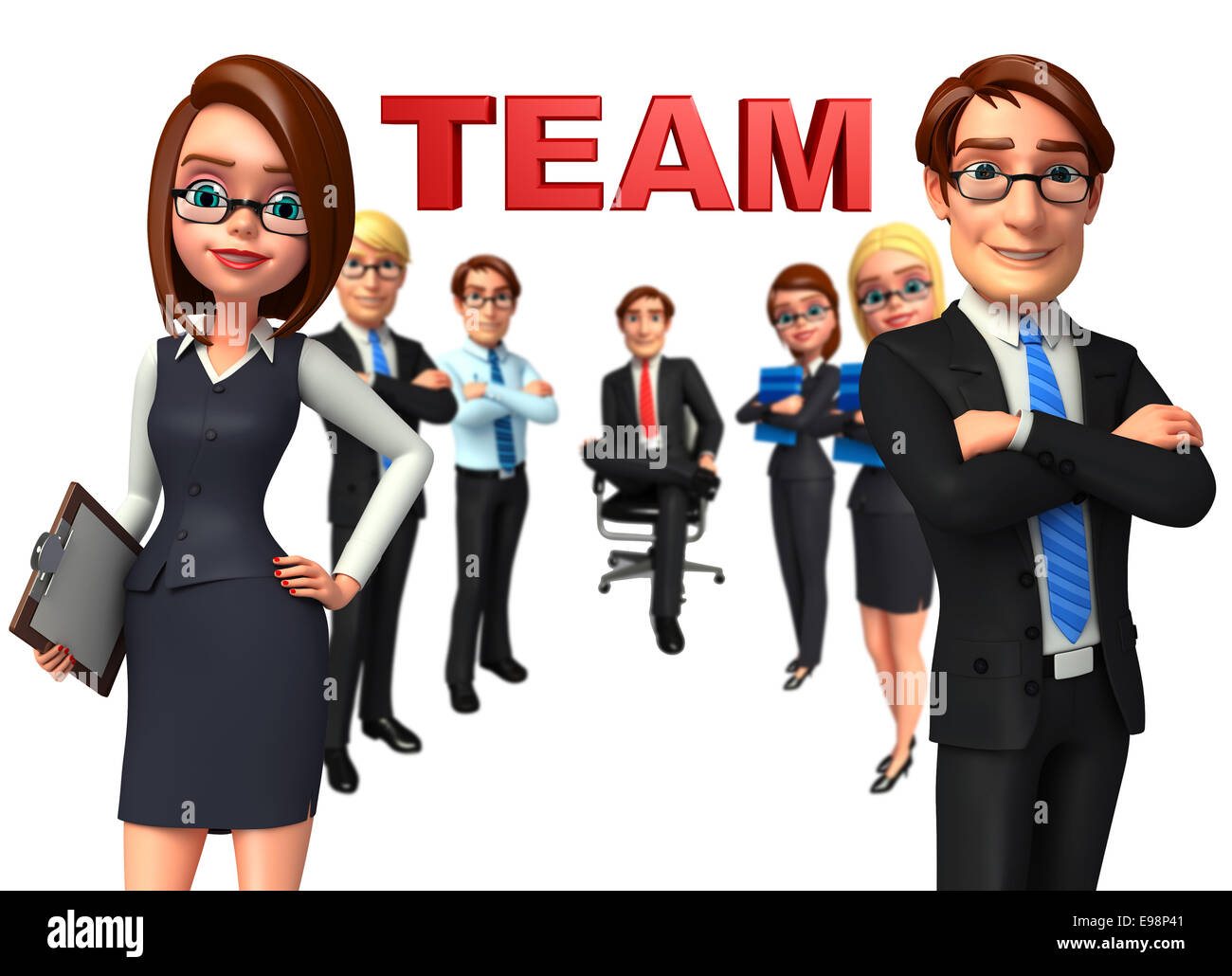 Illustration of group business people in office Stock Photo - Alamy