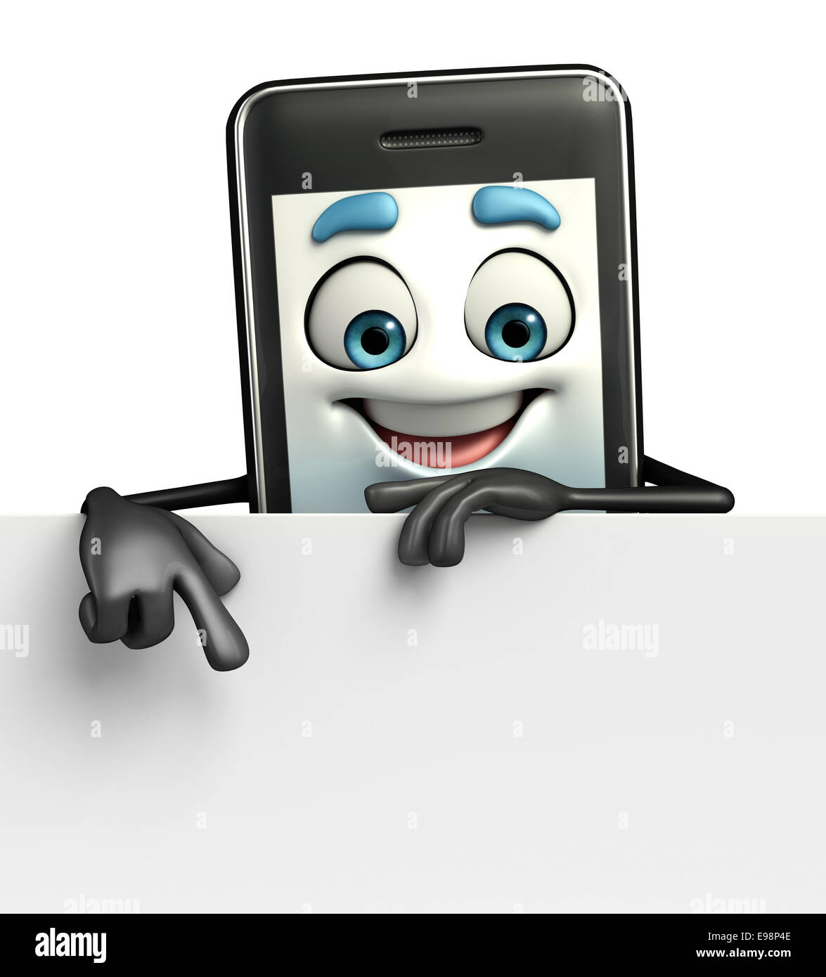 Cartoon Character of Mobile with sign Stock Photo - Alamy