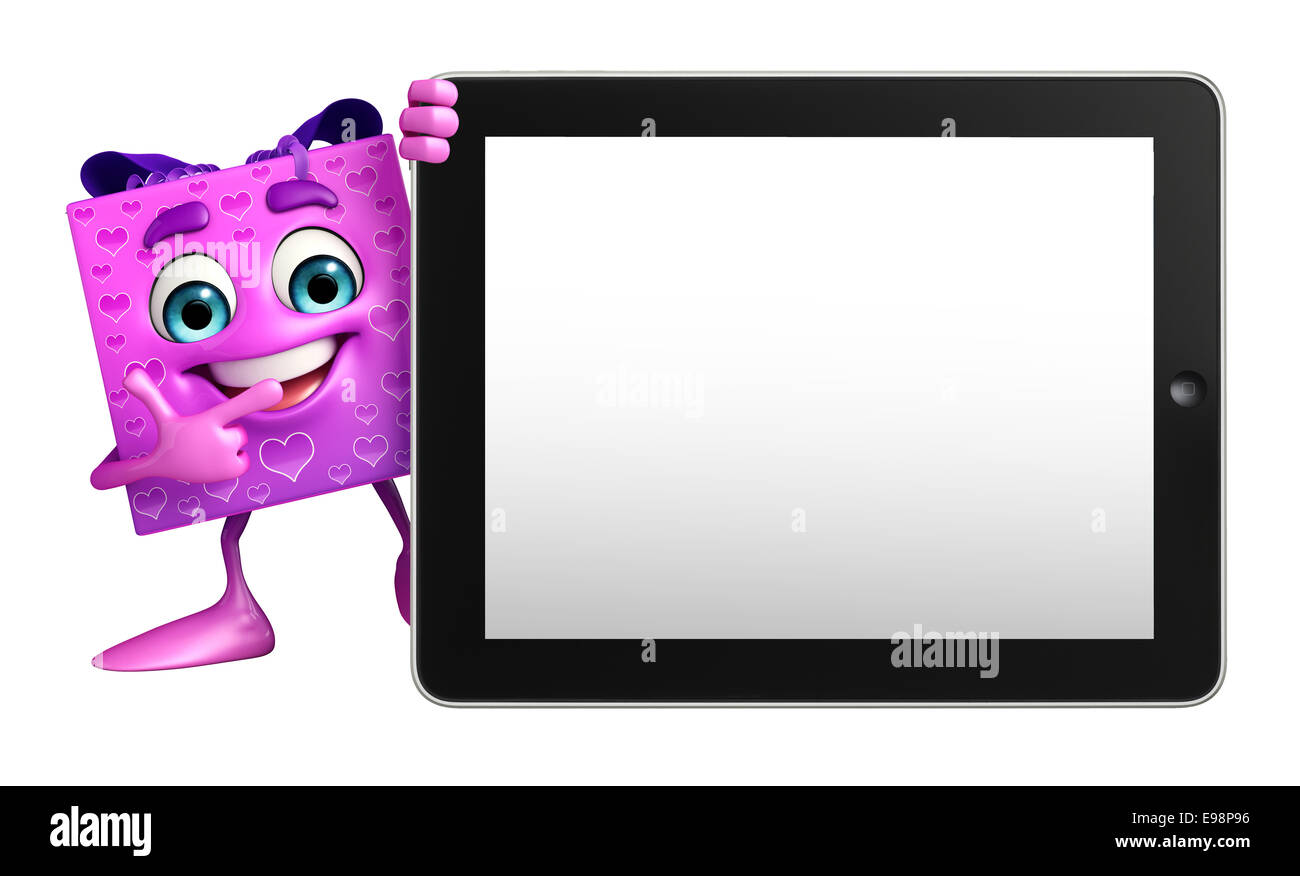 Cartoon Character of gift box with tab Stock Photo - Alamy