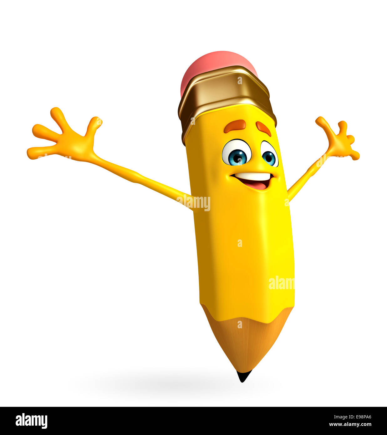 Cartoon Character of pencil is happy pose Stock Photo - Alamy