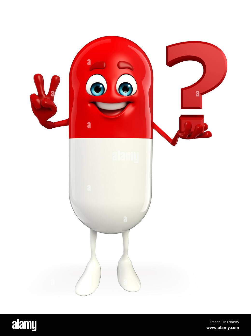 Cartoon character of pill with question mark Stock Photo - Alamy
