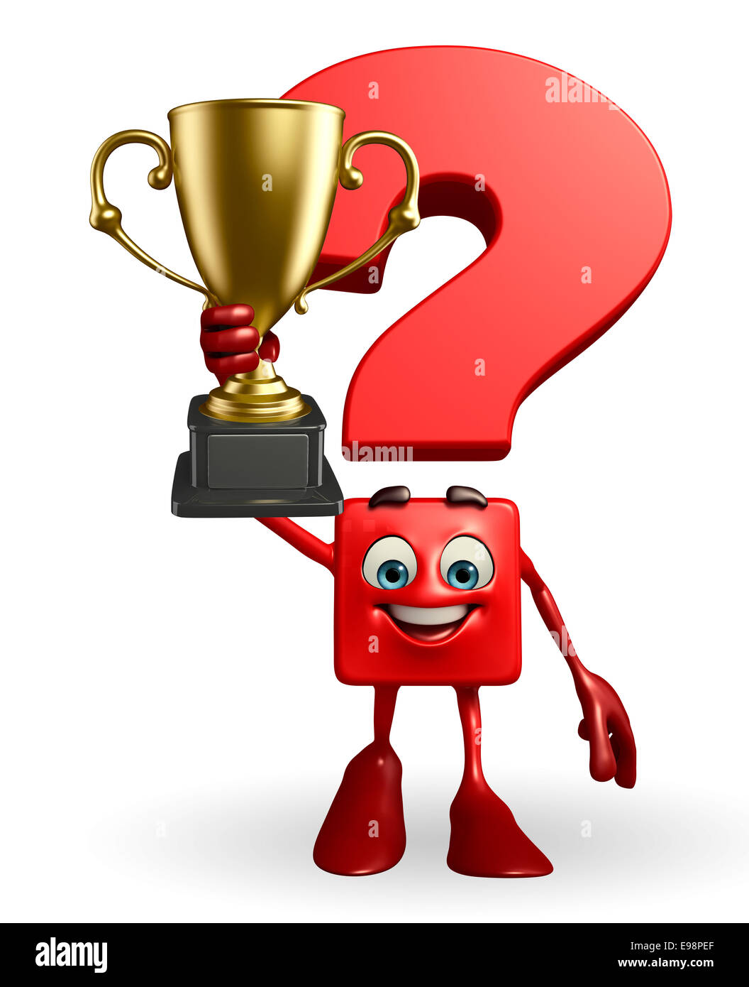 Cartoon Character of Question Mark with trophy Stock Photo - Alamy