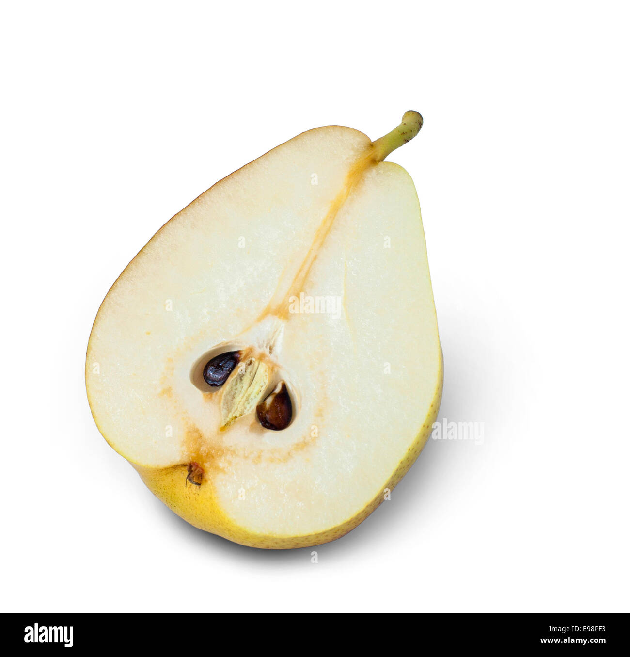 Close up of a pear fruit slice, isolated on white background Stock ...