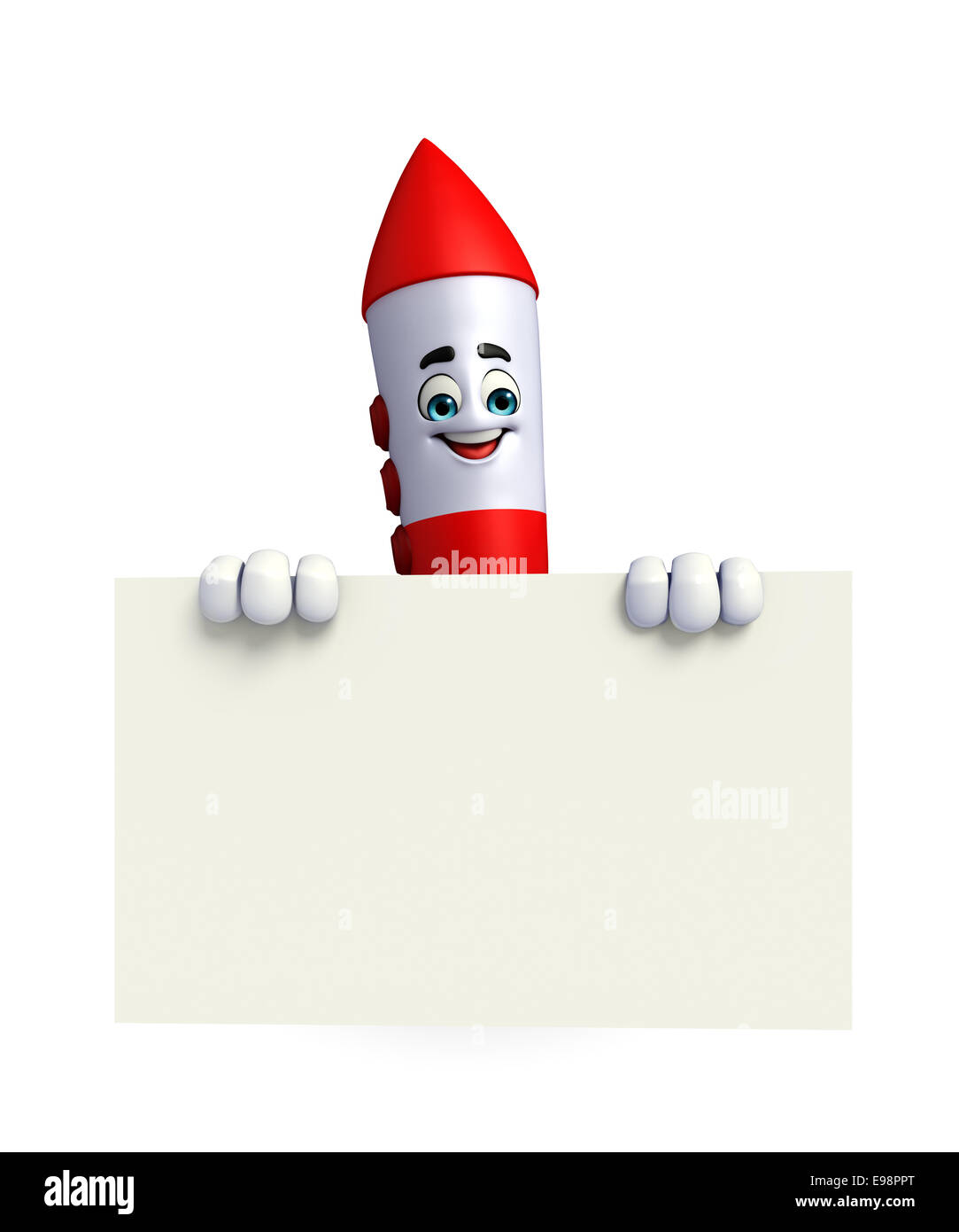 Cartoon character of rocket with sign Stock Photo - Alamy