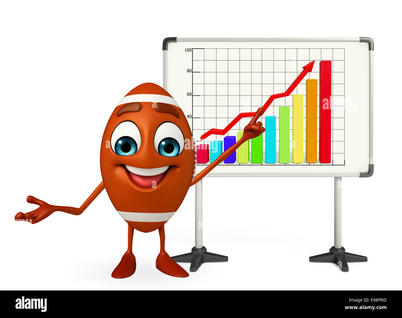 Cartoon Character of rugby ball with business graph Stock Photo - Alamy