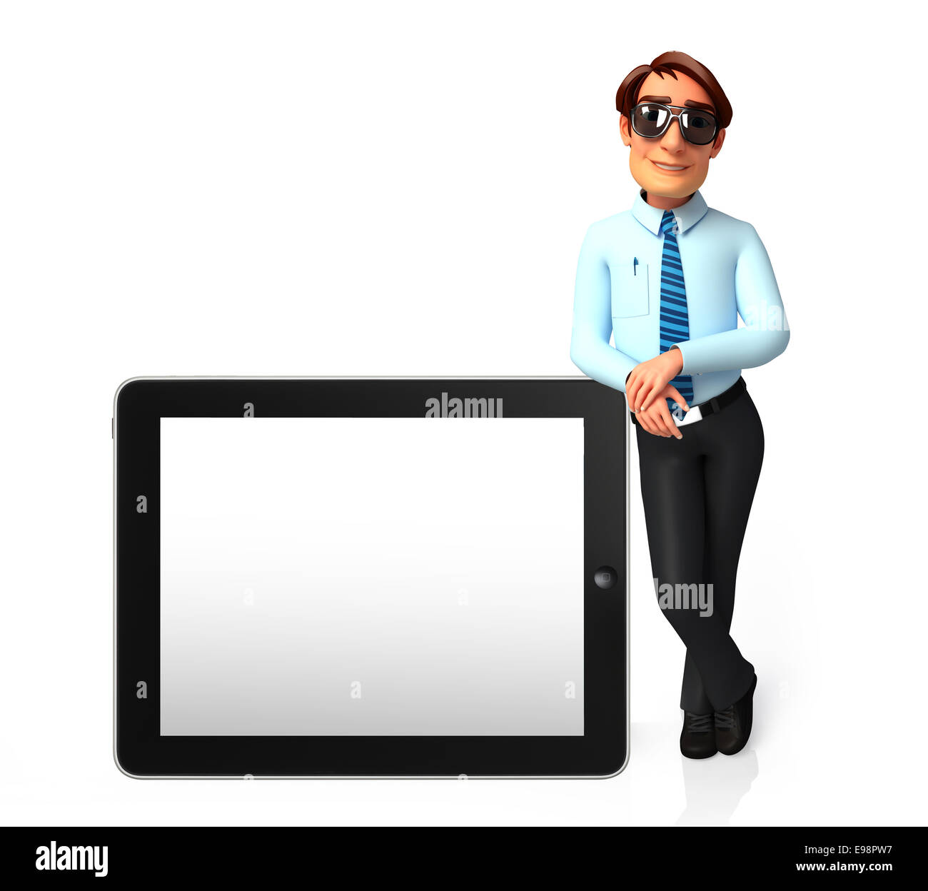 Illustration of service man with tab Stock Photo - Alamy
