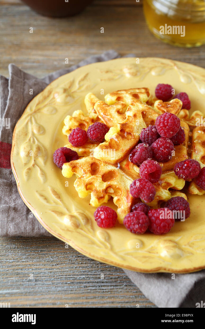 Waffles and raspberries hi-res stock photography and images - Alamy