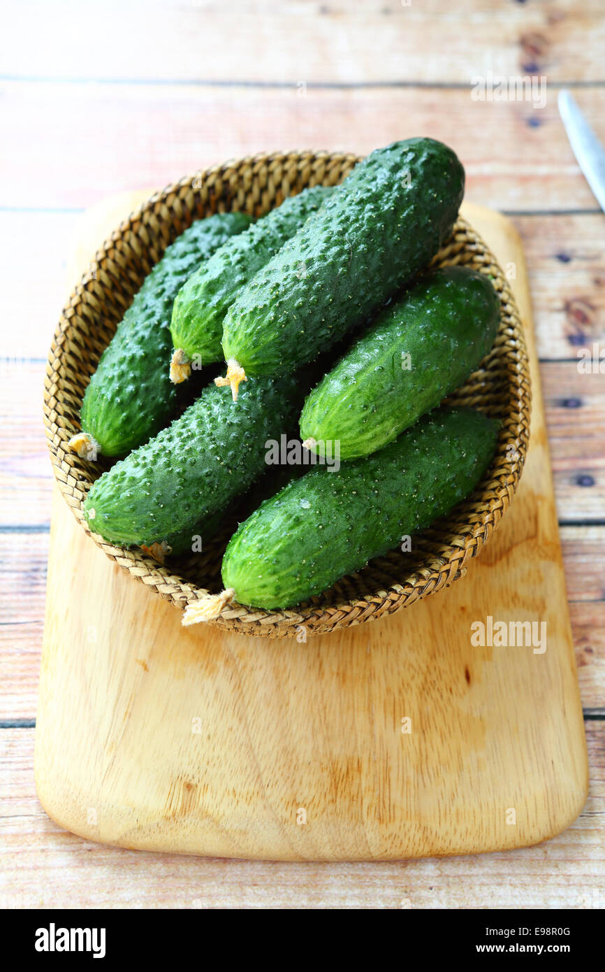 Cucumbers in a basket hi-res stock photography and images - Alamy