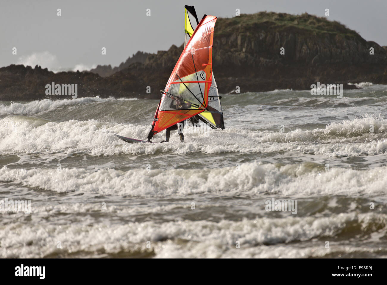 Surfing at Rhosneigr Anglesey North Wales 10/2014 Stock Photo - Alamy