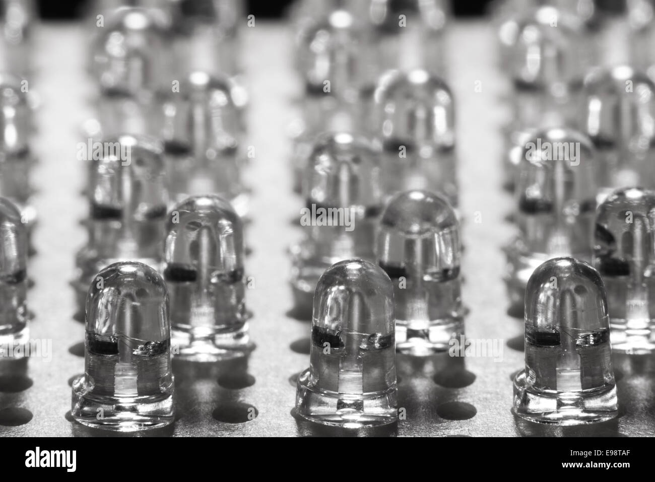 close up of row of light led light emitting diodes as part of a ...
