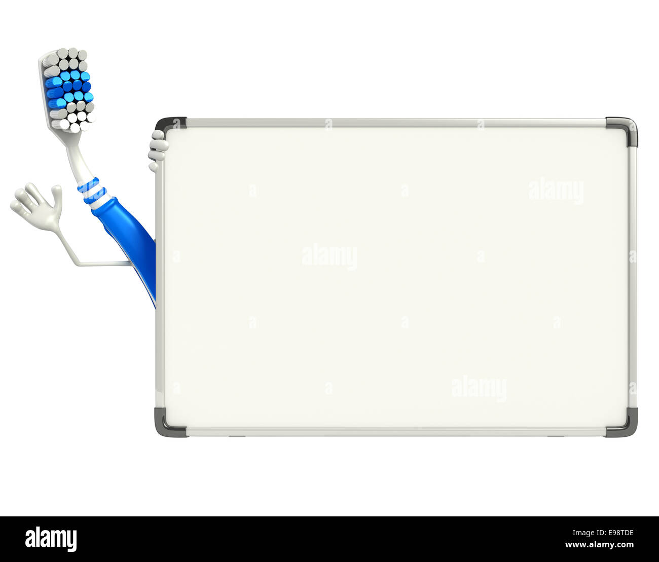 Cartoon Character of toothbrush with display board Stock Photo - Alamy