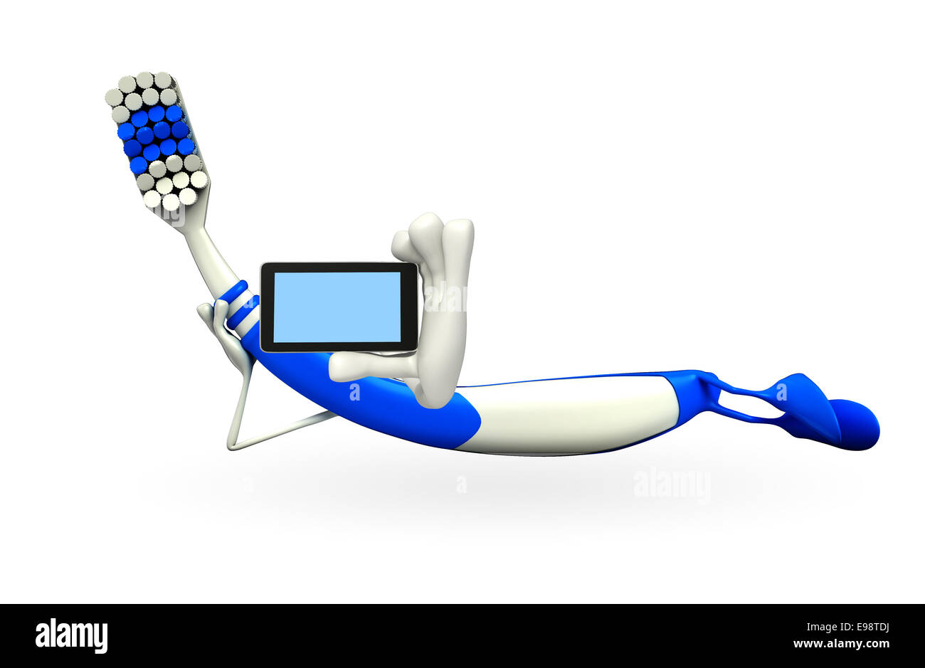 Cartoon Character of toothbrush with mobile Stock Photo - Alamy