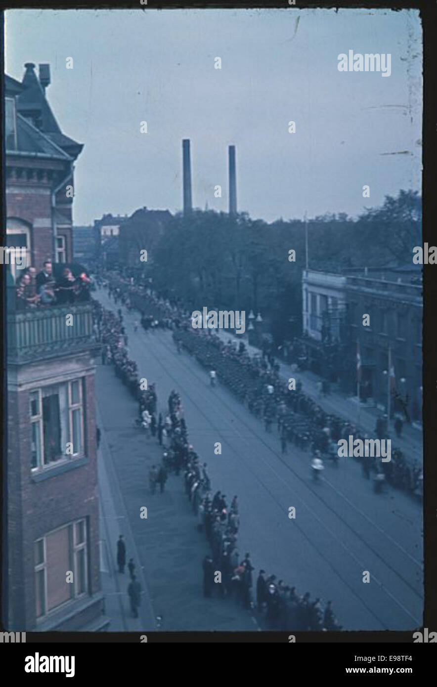 A photograph capturing the arrival of the Danish brigade during World ...