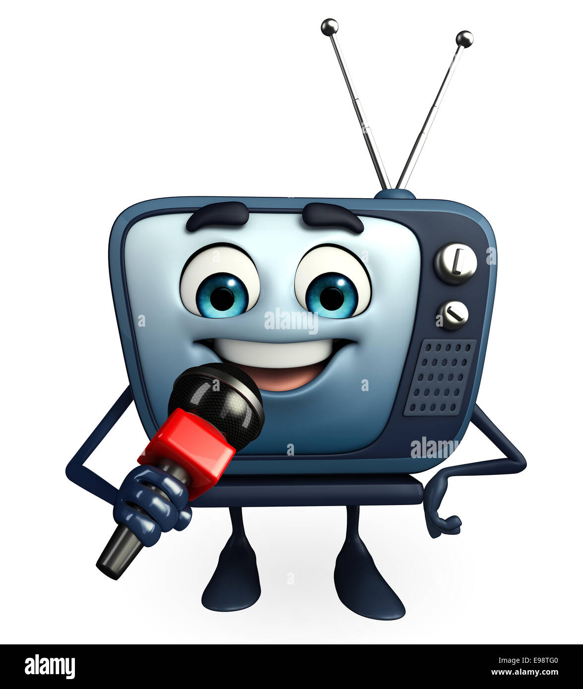 Cartoon Character of TV with mike Stock Photo - Alamy
