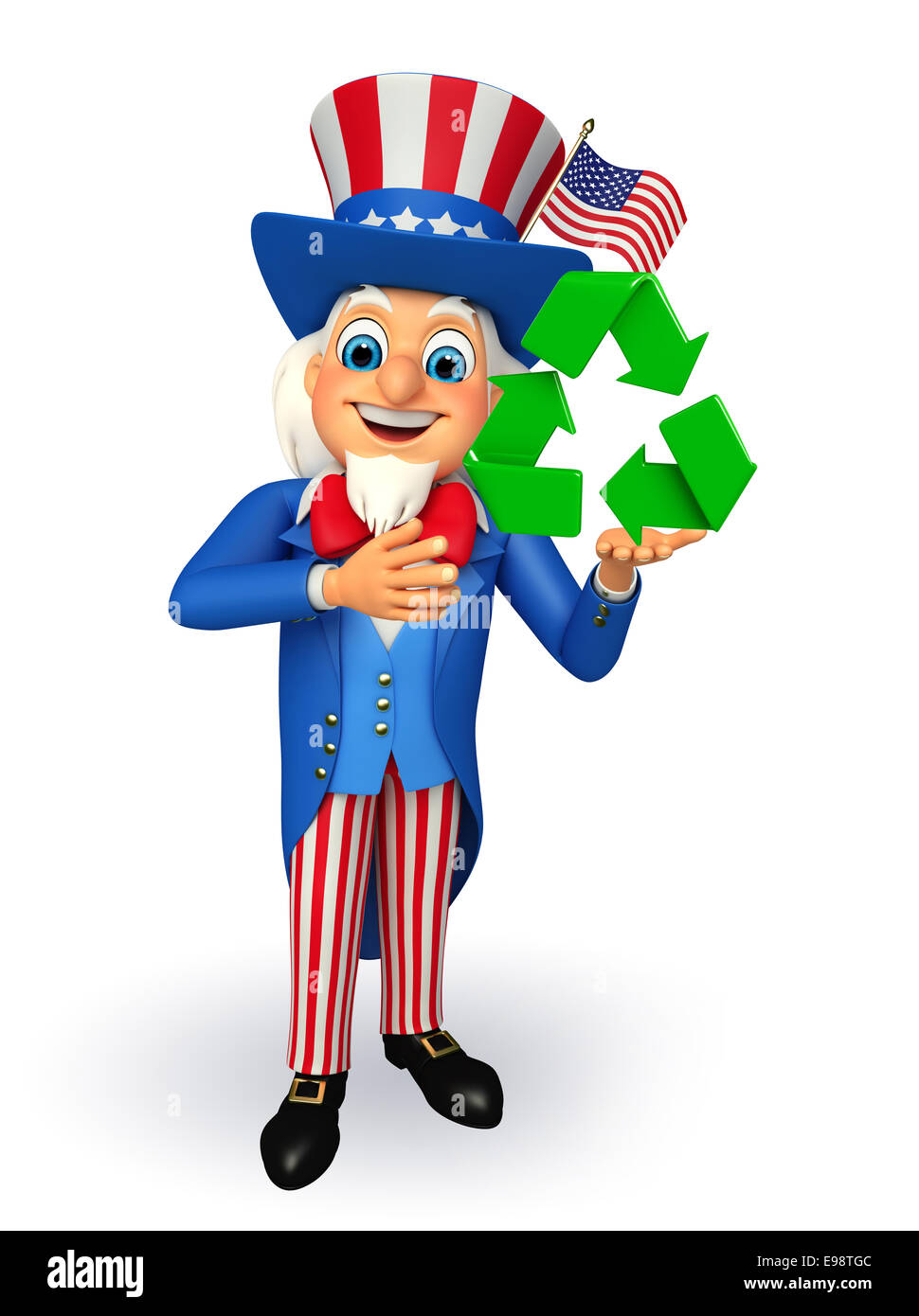 Illustration of uncle sam with recycle icon Stock Photo - Alamy