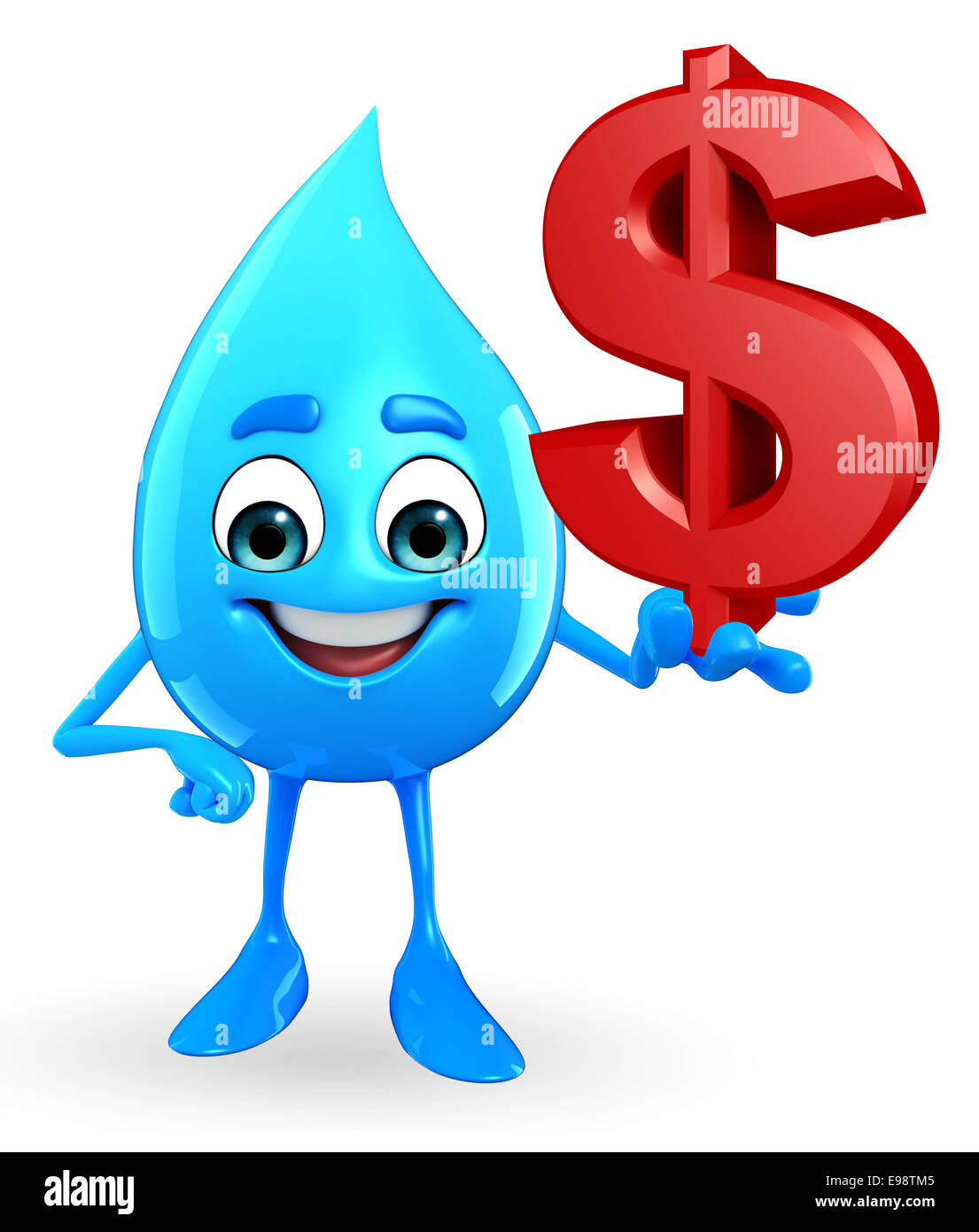 Cartoon Character Of Water Drop with dollar sign Stock Photo - Alamy