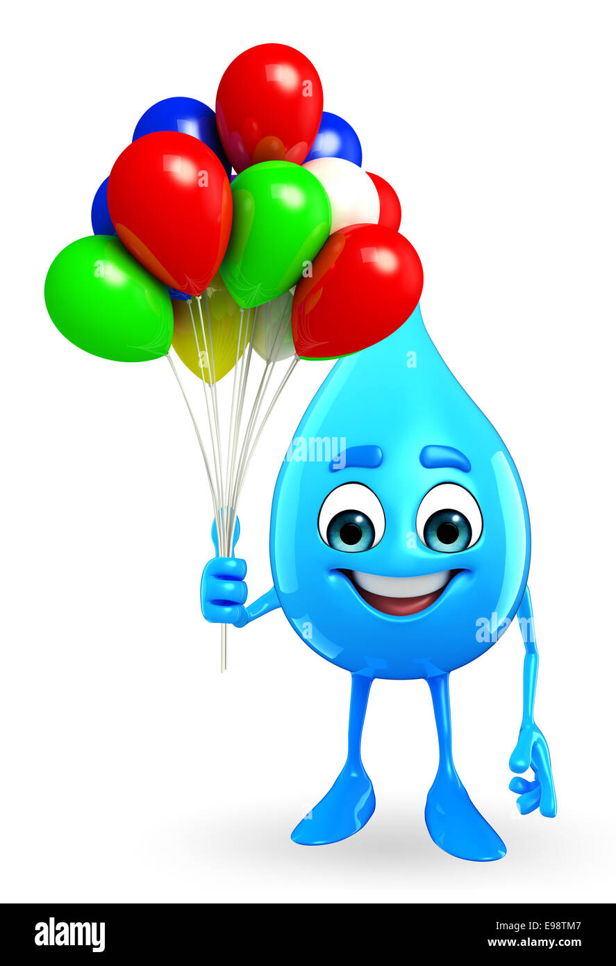 Cartoon Character Of Water Drop with Balloon Stock Photo - Alamy