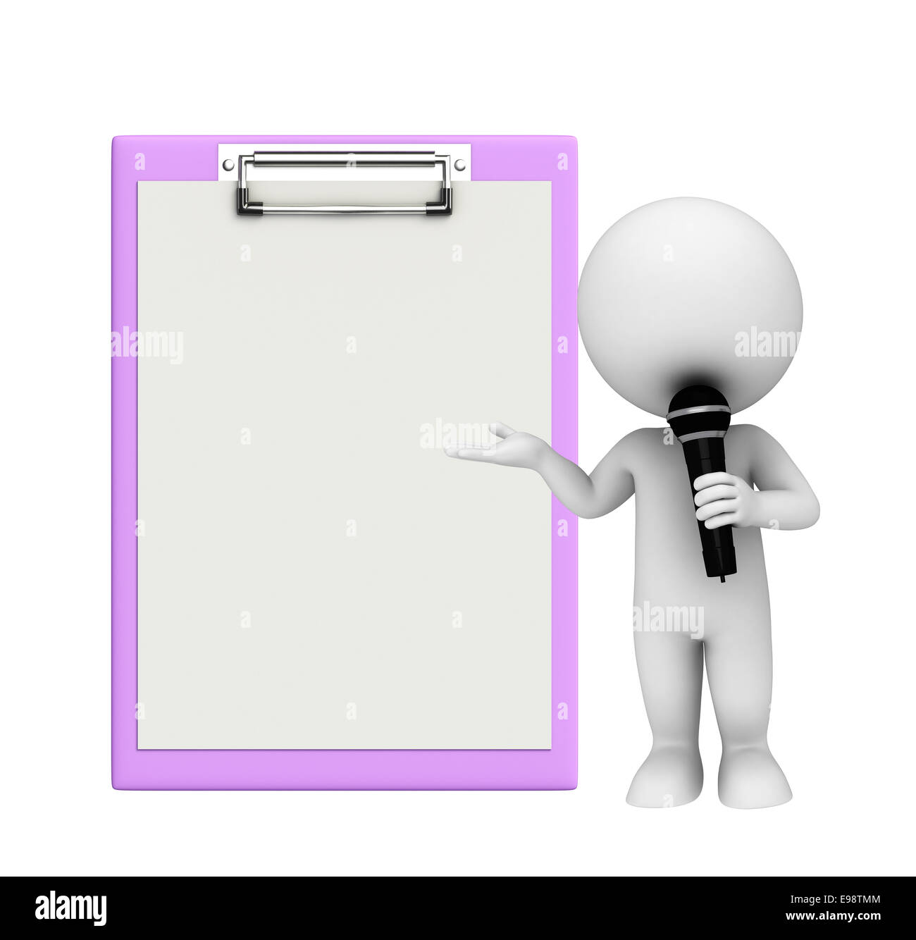 Illustration of white character with notepad Stock Photo - Alamy