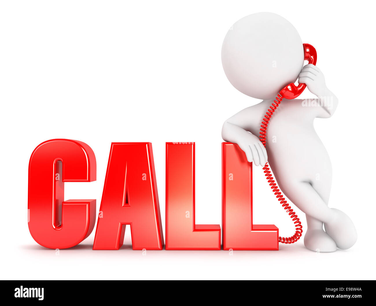 3d white people call, isolated white background, 3d image Stock Photo ...