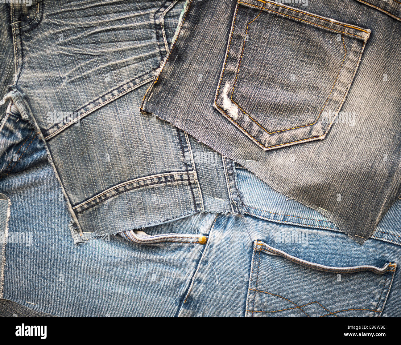 background from old denim trousers Stock Photo - Alamy