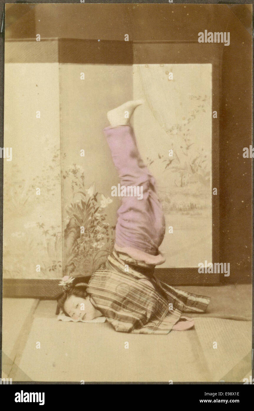 A hand-colored vintage photograph of a Japanese woman, showing her ...