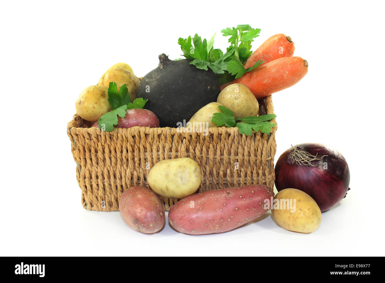 different, fresh vegetable varieties in a basket Stock Photo - Alamy