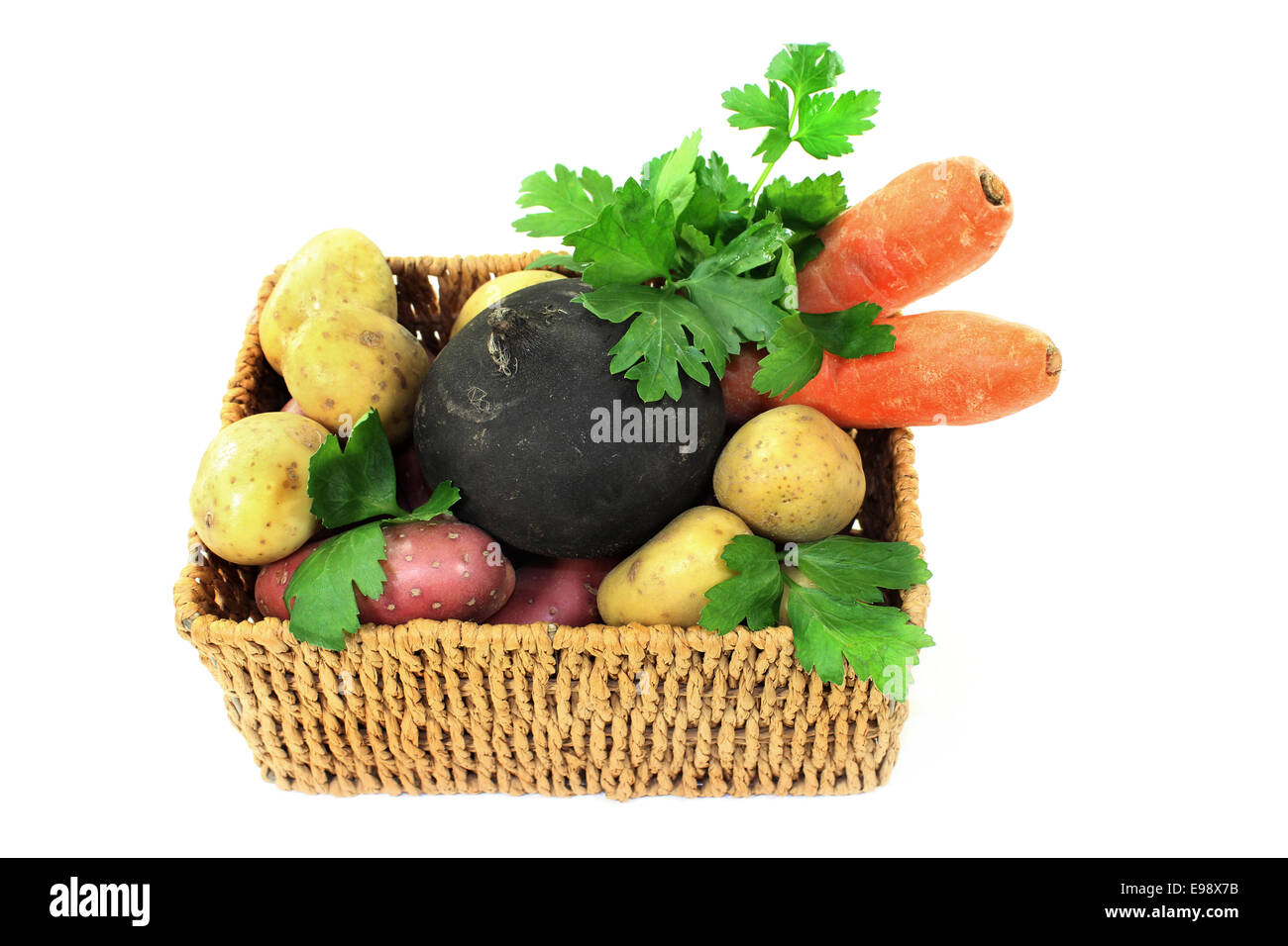 different, fresh vegetable varieties in a basket Stock Photo - Alamy