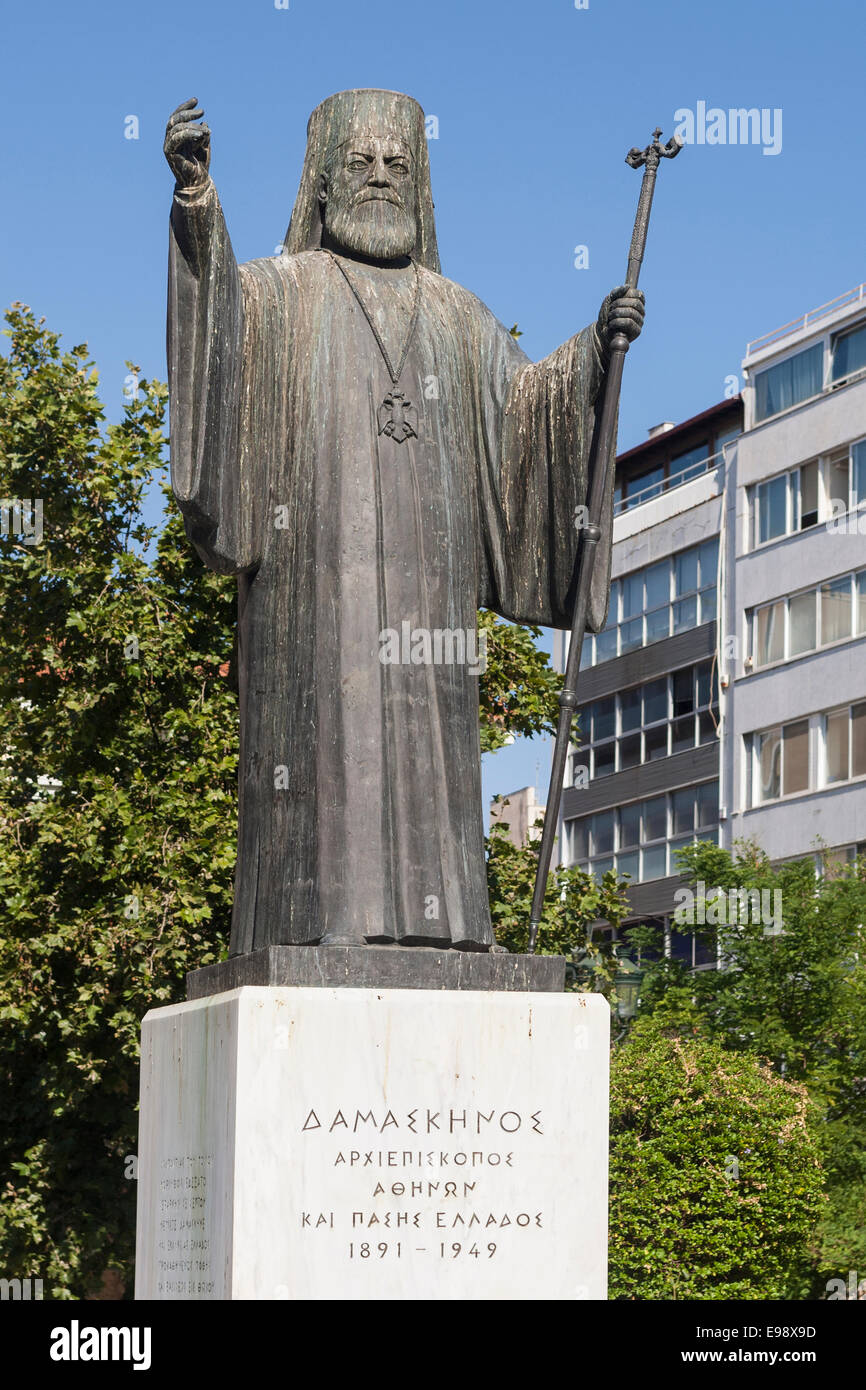 Greece, Athens, Archbishop Damaskinos statue Stock Photo - Alamy