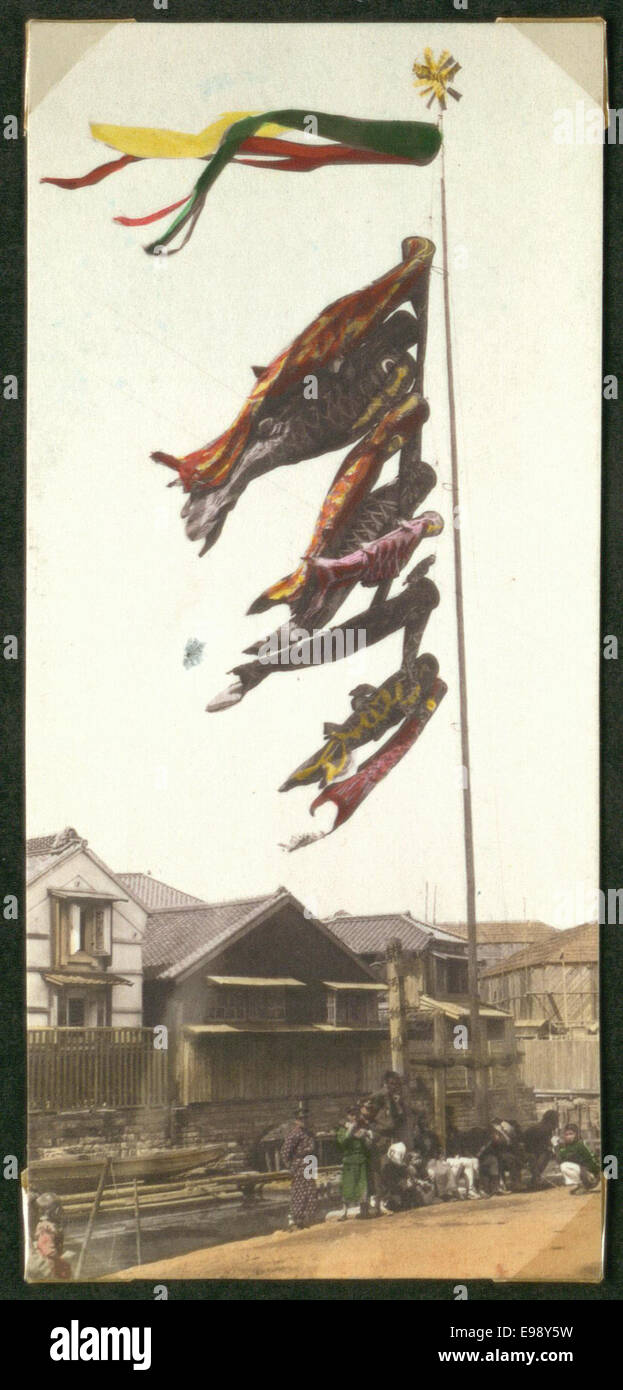 A traditional Japanese Boys' Day (Tango no Sekku) image depicting a ...