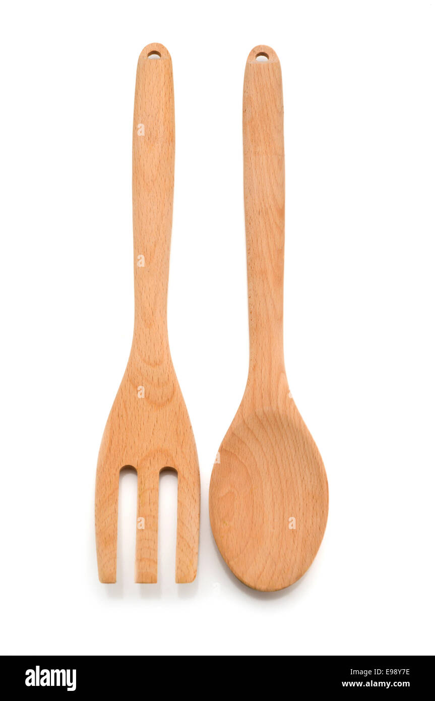Wooden fork and spoon Stock Photo - Alamy