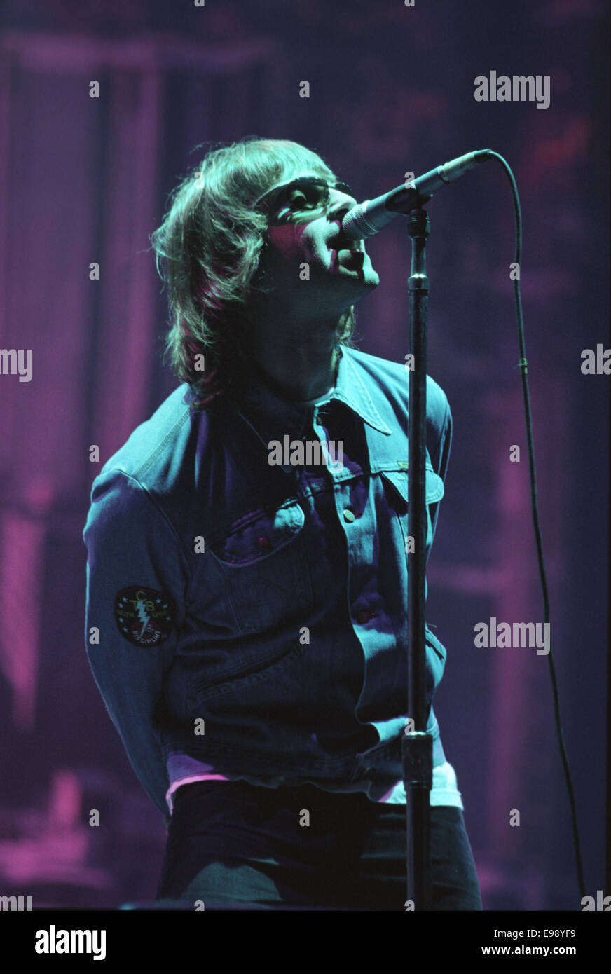 Liam Gallagher of Oasis on stage in concert at 'Rock On The Green', in ...