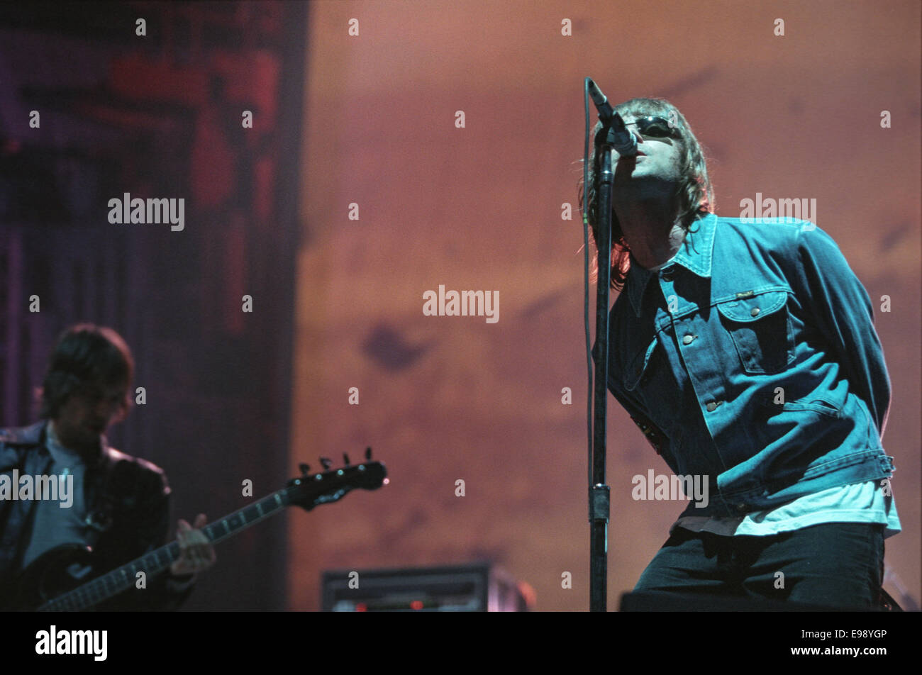 Liam Gallagher of Oasis on stage in concert at 'Rock On The Green', in ...