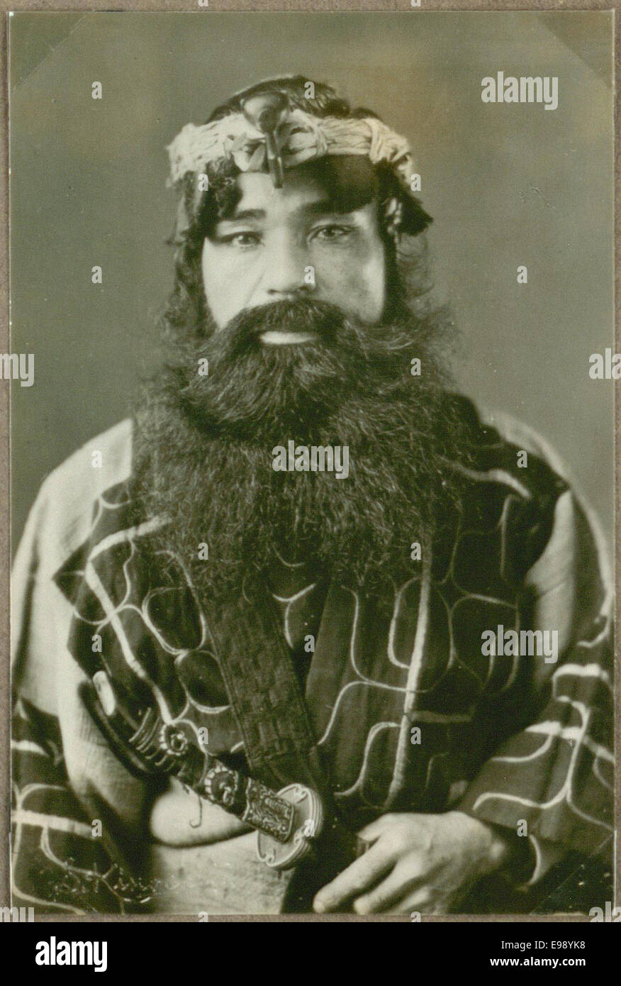 A photograph of an Ainu woman from Shiraoi, one of the villages where ...